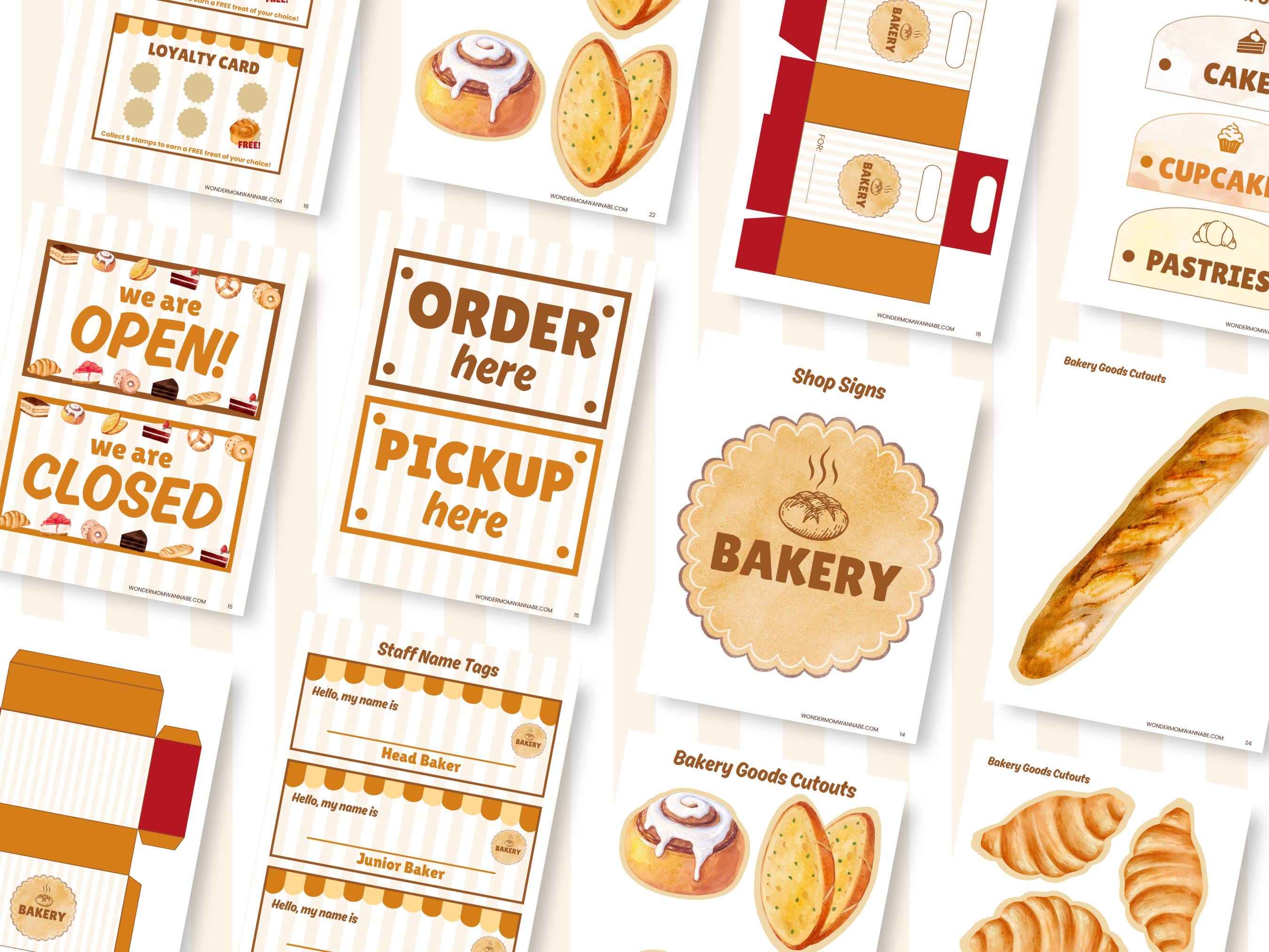 Pretend Play Bakery Printable Kit – Kids Bakery Play Shop Signs ...
