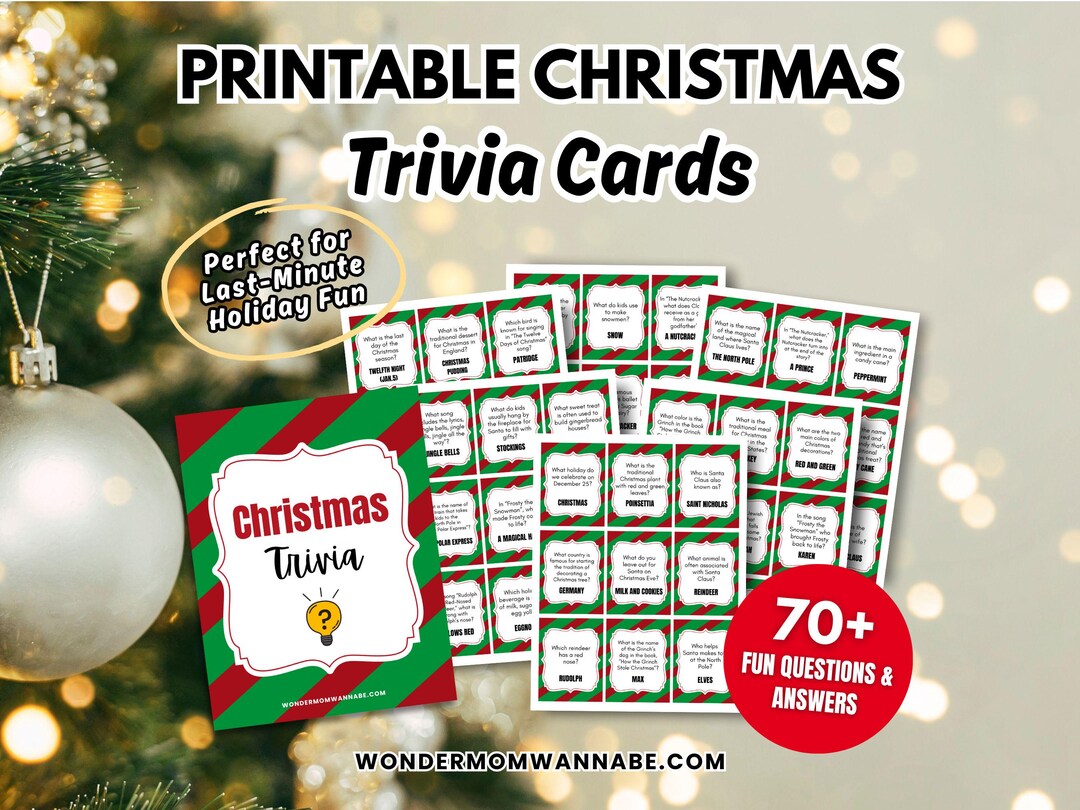 Printable Christmas Trivia Game | Holiday Trivia Cards for Family ...