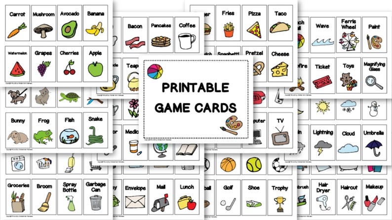 Printable Game Cards: Headband Game, Memory, 20 Questions (digital ...
