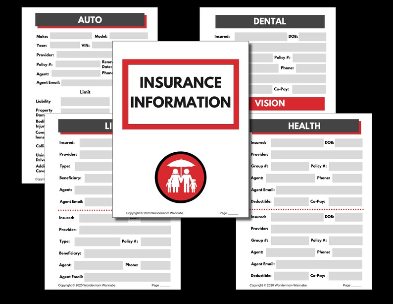 In Case of Emergency Printable Binder (fillable PDF) - Etsy