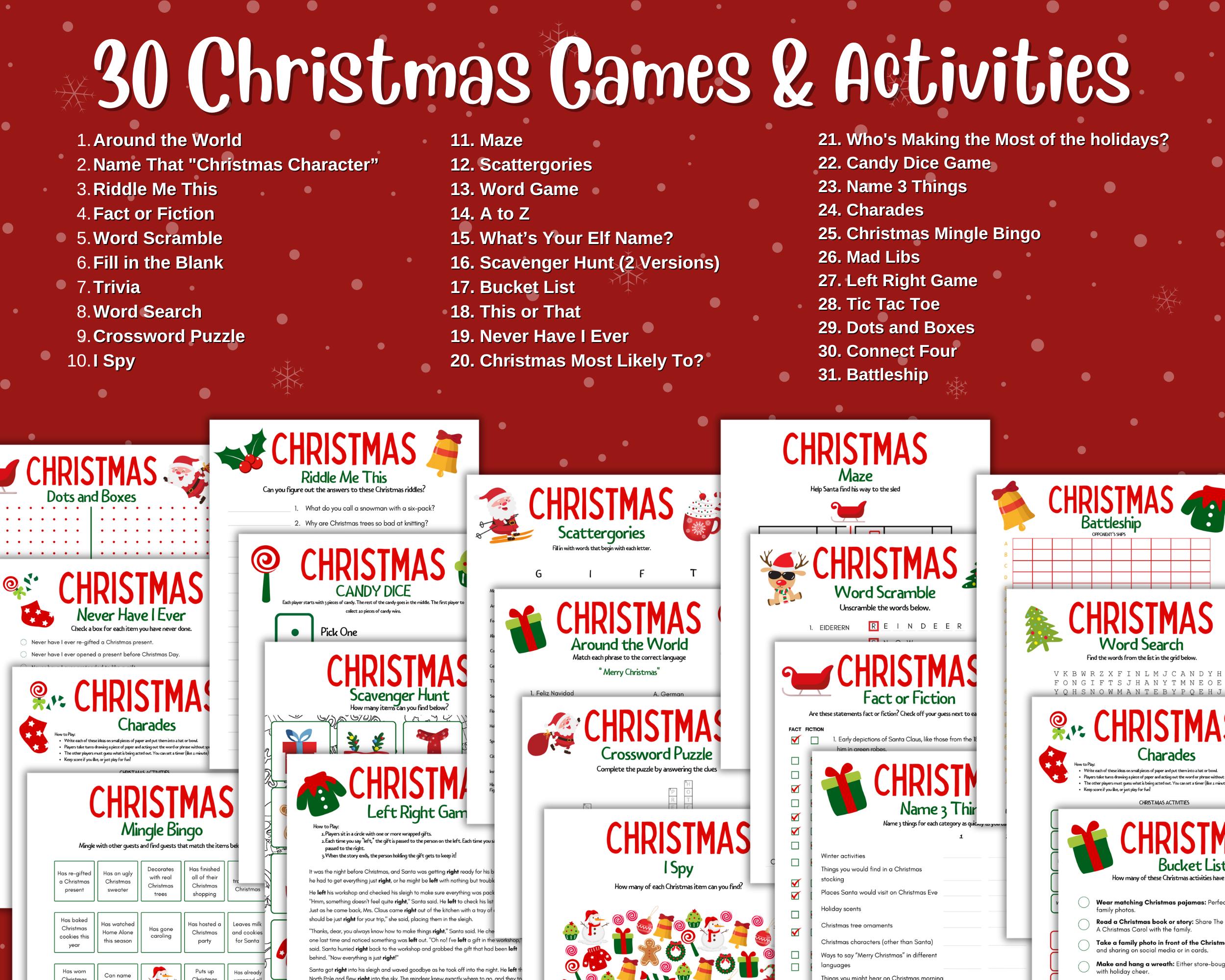 Ultimate Printable Christmas Game Pack - Christmas Holiday Event Pack ...