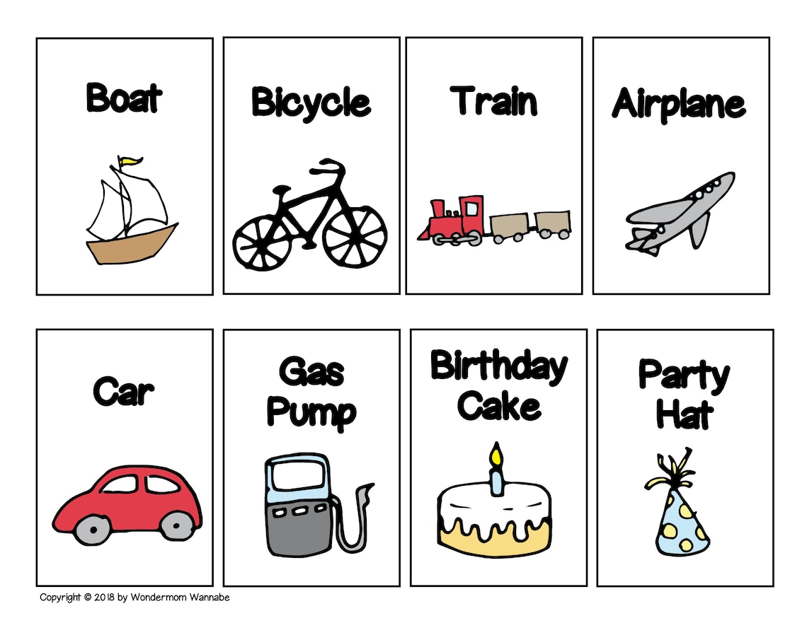 Printable Game Cards Set | Headband Forehead Game, Memory Game, 20 ...