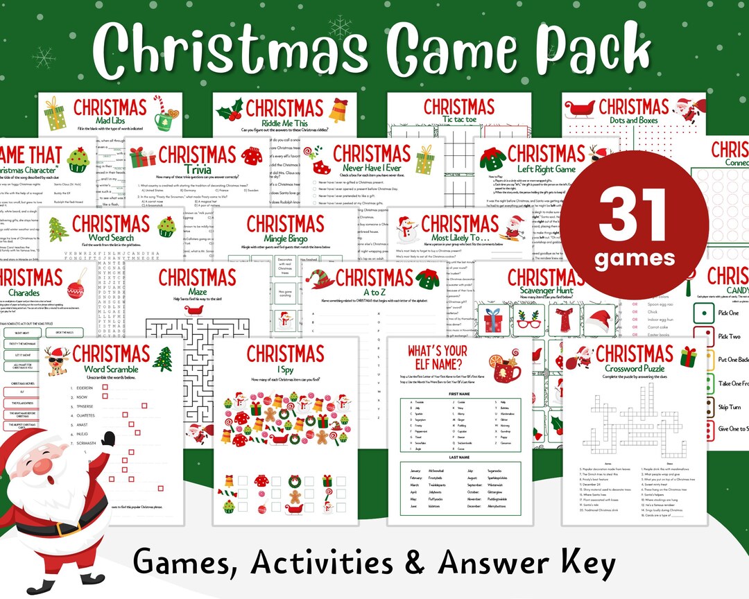 Ultimate Printable Christmas Game Pack - Christmas Holiday Event Pack ...