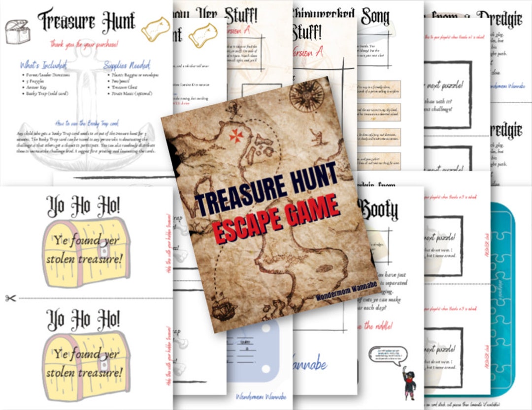Printable Treasure Hunt Game | DIY Adventure, Clues, Puzzles | Family ...