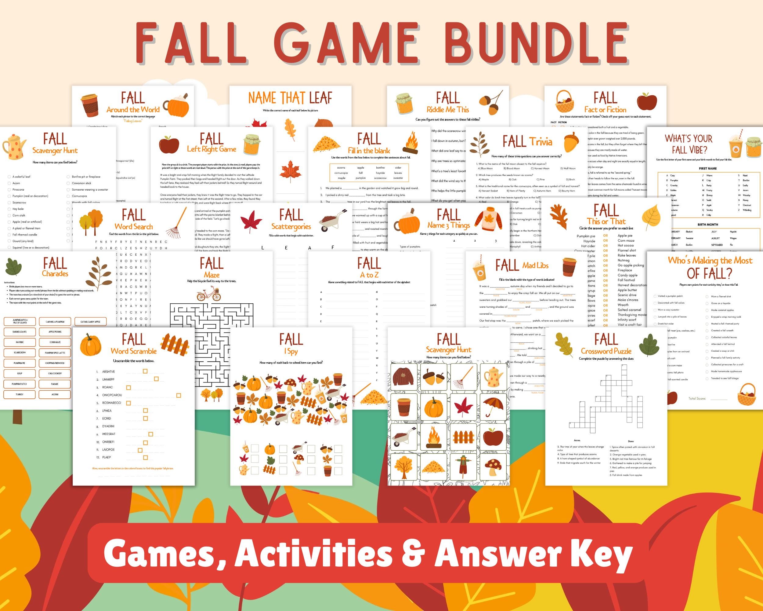 Printable Fall Game Pack – Fun Autumn Activities for Kids and Families ...
