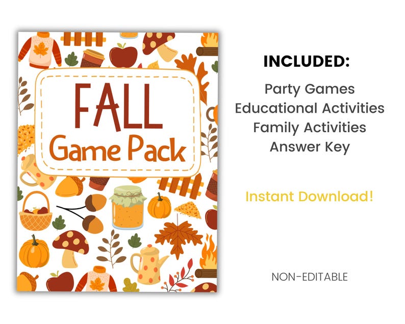 Printable Fall Game Pack: Family Autumn Activities (digital Download ...