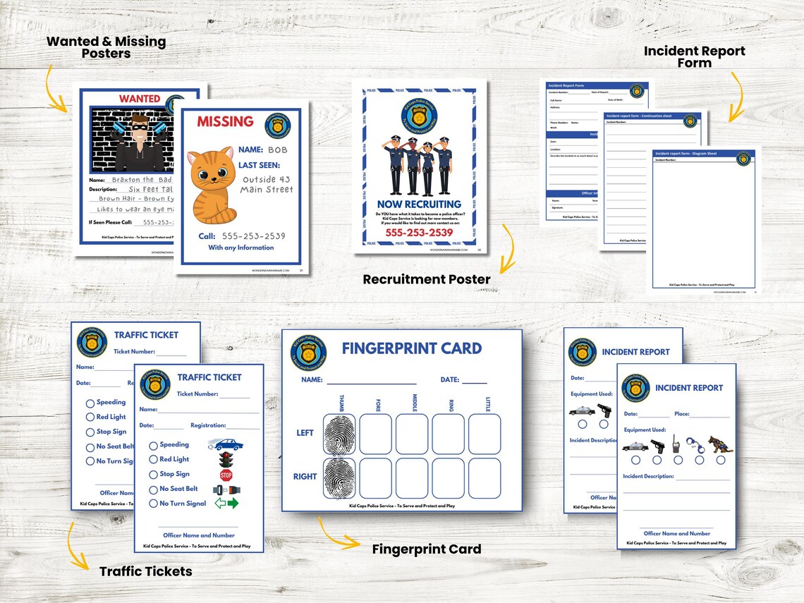 Police Pretend Play Kit: Printable Role Play Set (digital Download - Etsy