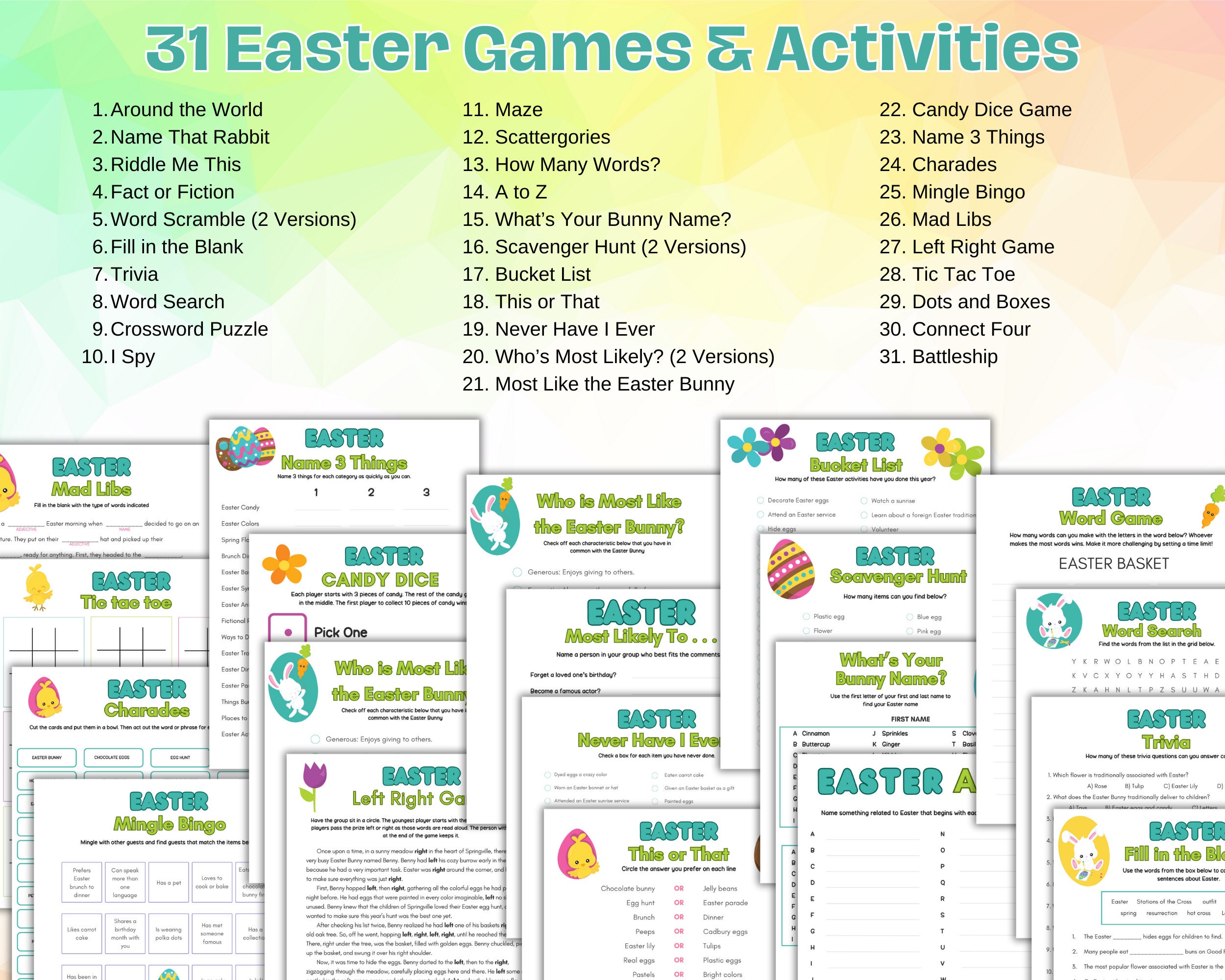 Easter Games Bundle, 31 Games, Easter Party Games, Easter Activities ...