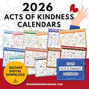 2026 Acts of Kindness Calendar PDF | Monthly Kindness Challenge | SEL ...
