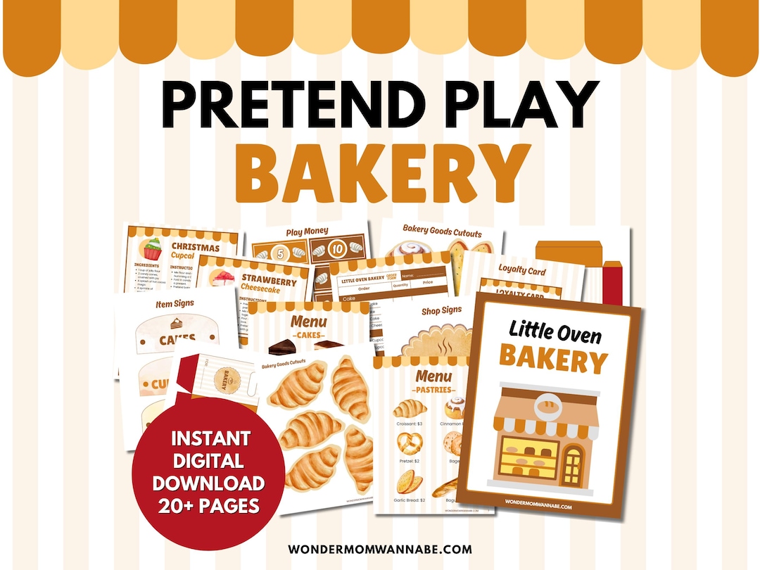 Pretend Play Bakery Printable Kit – Kids Bakery Play Shop Signs ...
