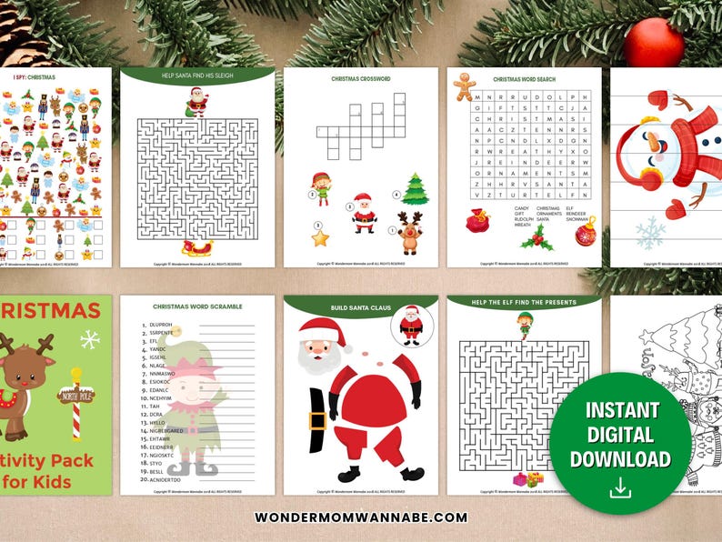 Christmas Activity Pack for Kids – Santa Build Activity, Christmas ...
