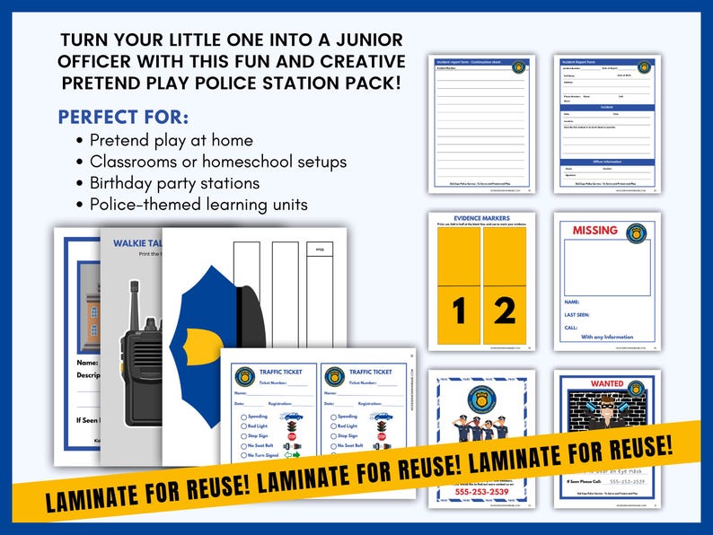 Police Pretend Play Kit: Printable Role Play Set (digital Download - Etsy