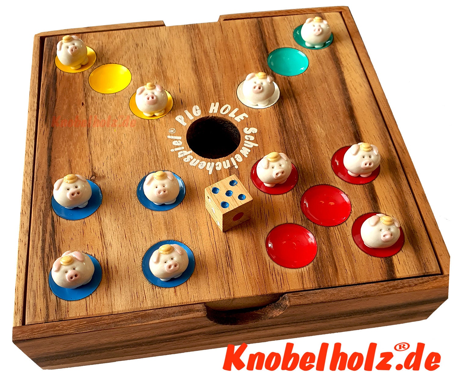 Pig Hole Schweinchenspiel® original Knobelholz Würfelspiel Familienspiel auch für Kinder mit 60 ...