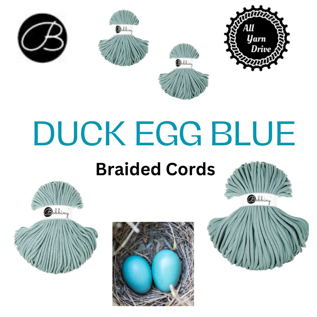 Bobbiny Braided Cotton Cord DUCK EGG BLUE - Soft Macrame Cord - Macrame ...