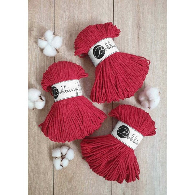 3mm CLASSIC RED Braided Cotton Cord Bobbiny Macrame Cord - Etsy