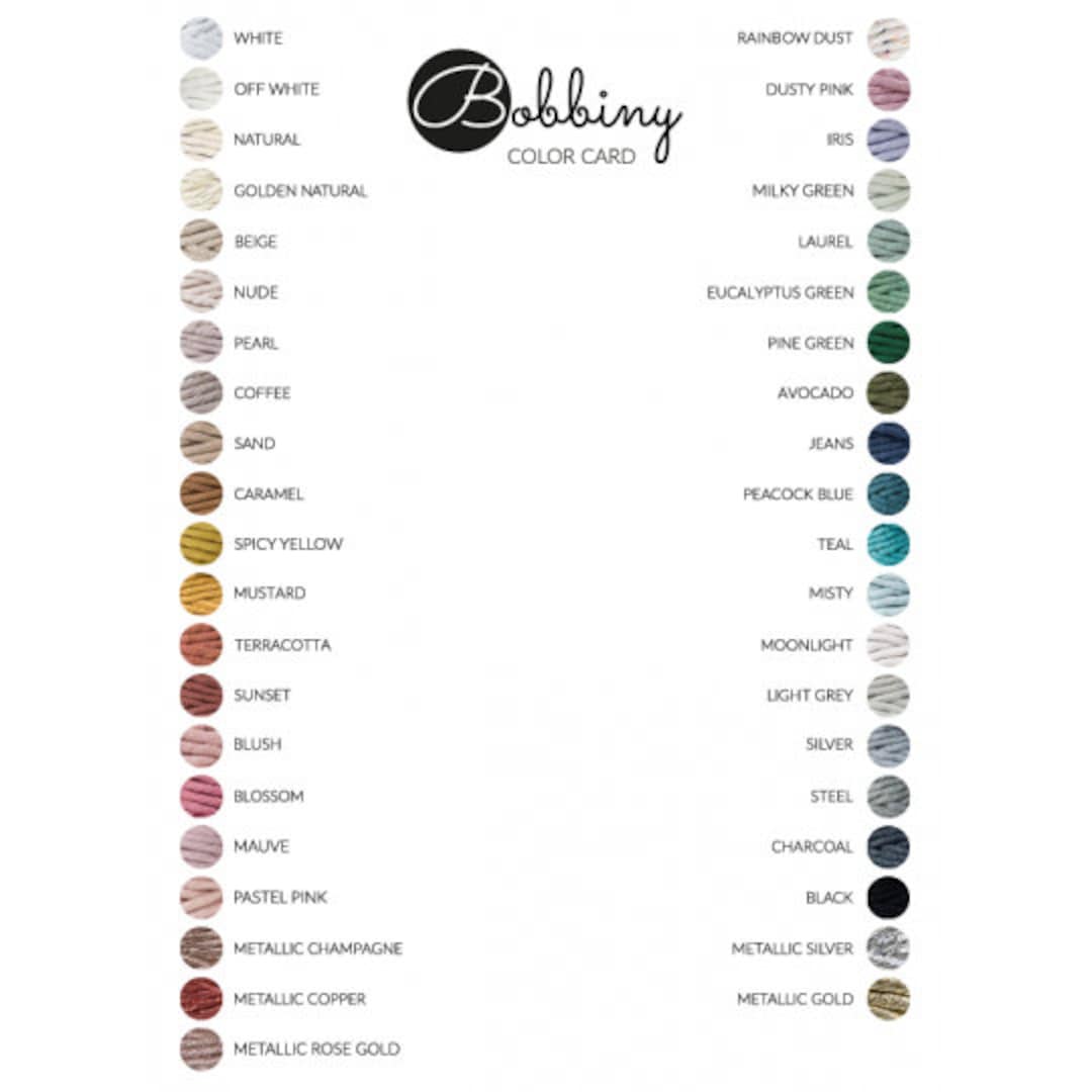 BOBBINY Color Card/chart ONLINE - Etsy
