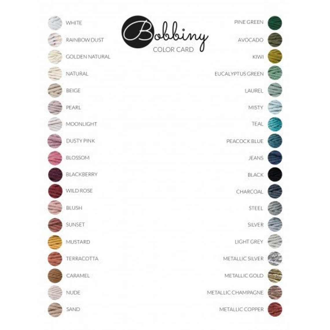 BOBBINY Color Card/chart ONLINE - Etsy