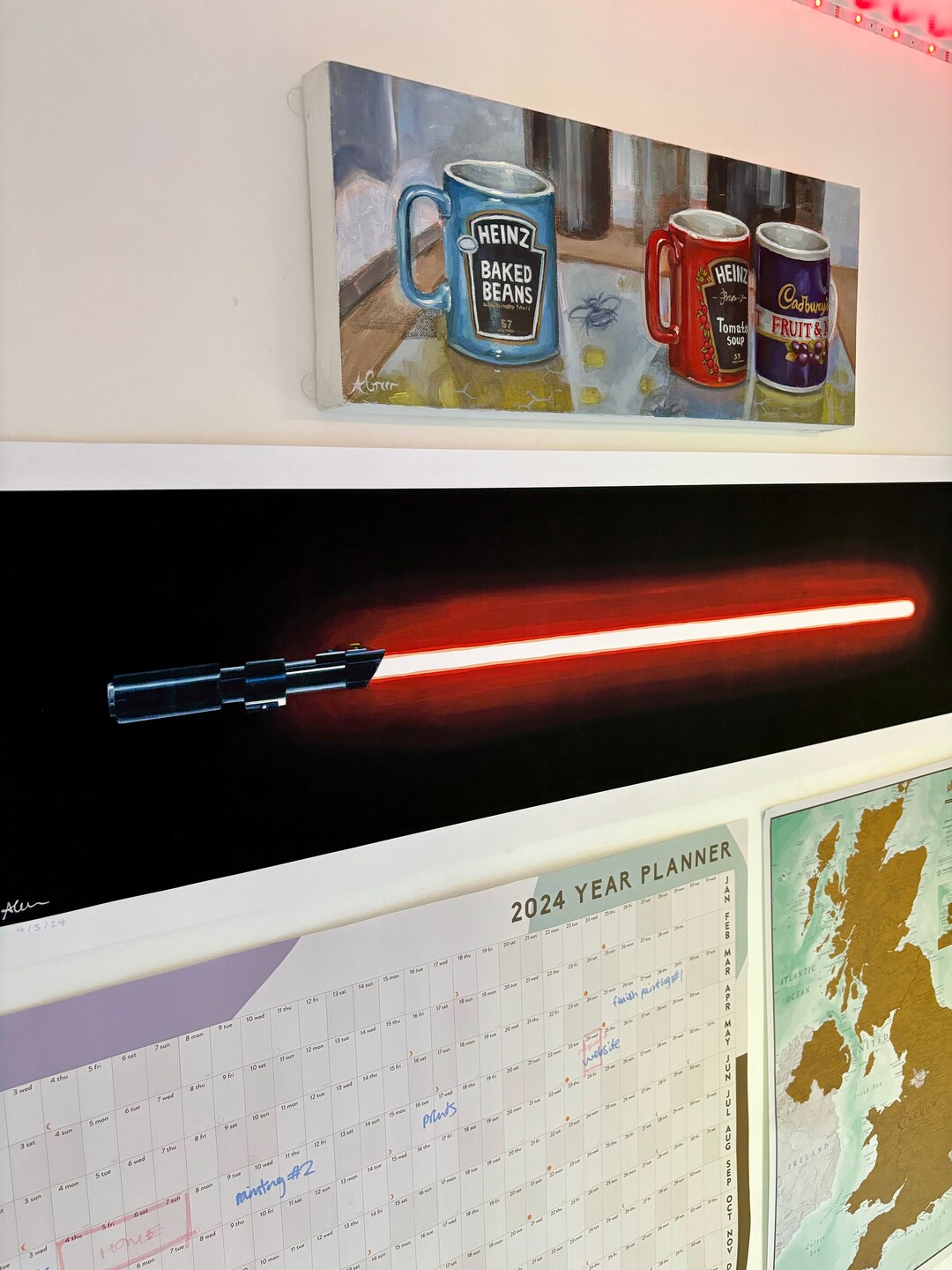 Darth Vader Lightsaber ROJ Acrylic Painting Print - Etsy