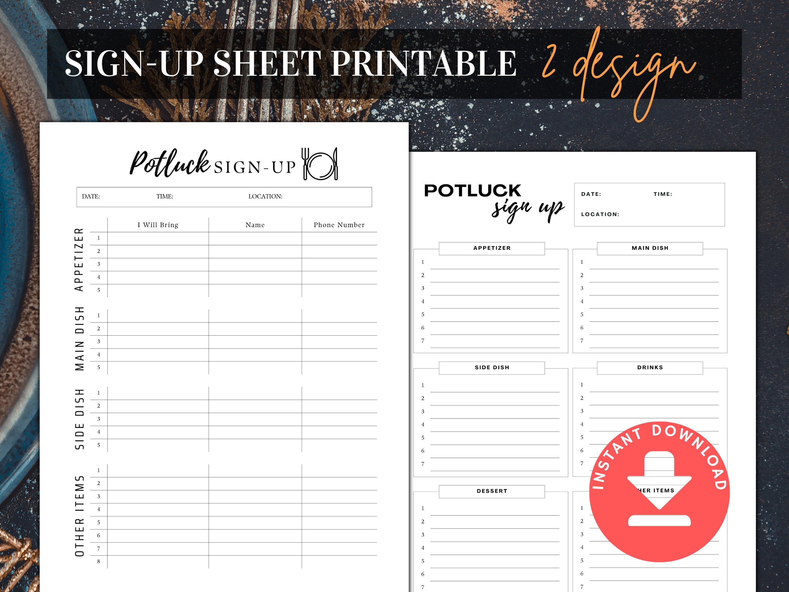 Potluck Sign up Sheet Printable Office Party Food Sign up - Etsy UK
