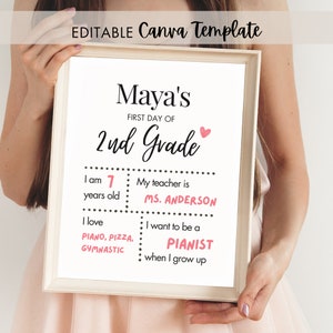 Back to School Sign Template Canva Editable First Day of School Sign ...