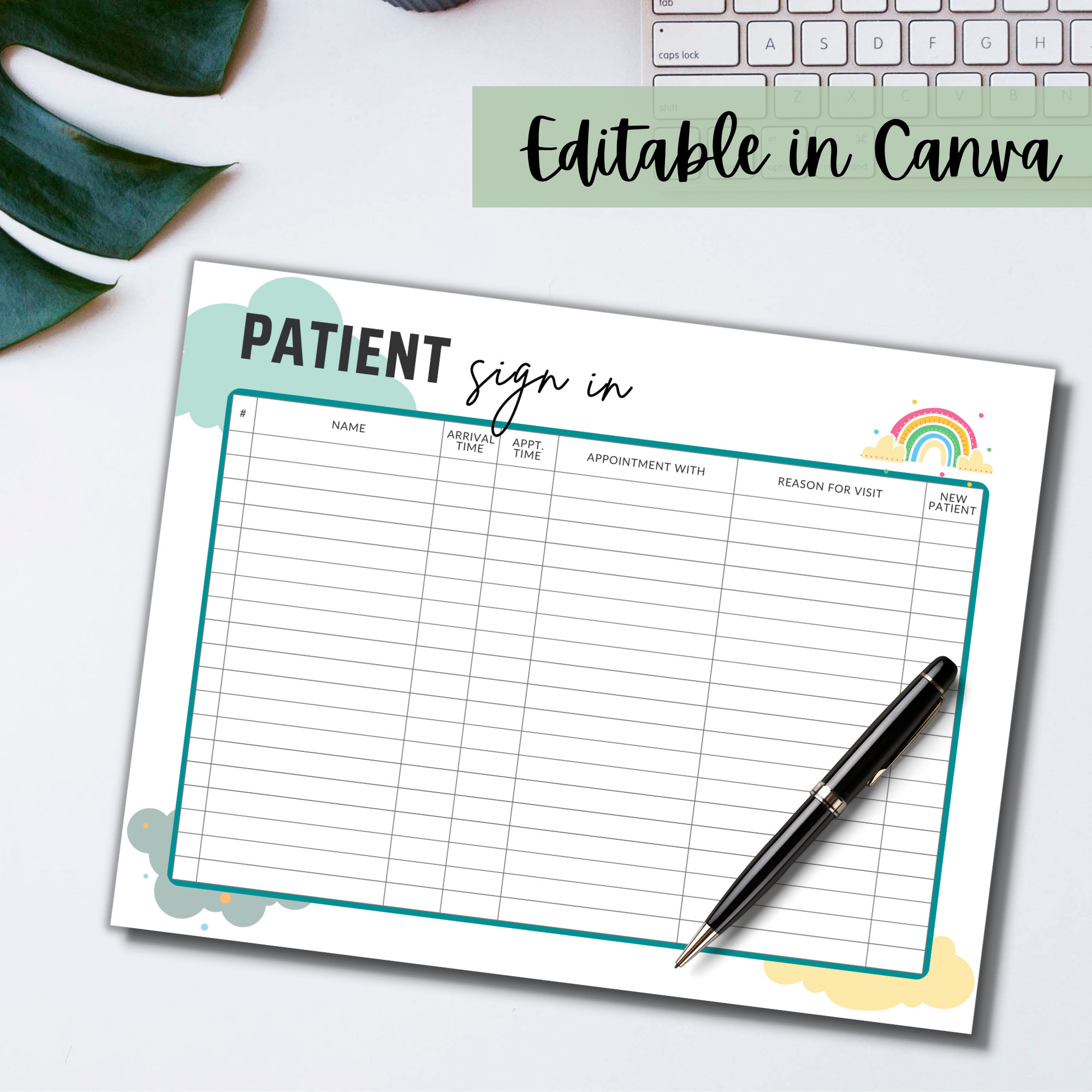 Pediatric Patient Sign-in Sheet Template: Editable Canva Design ...