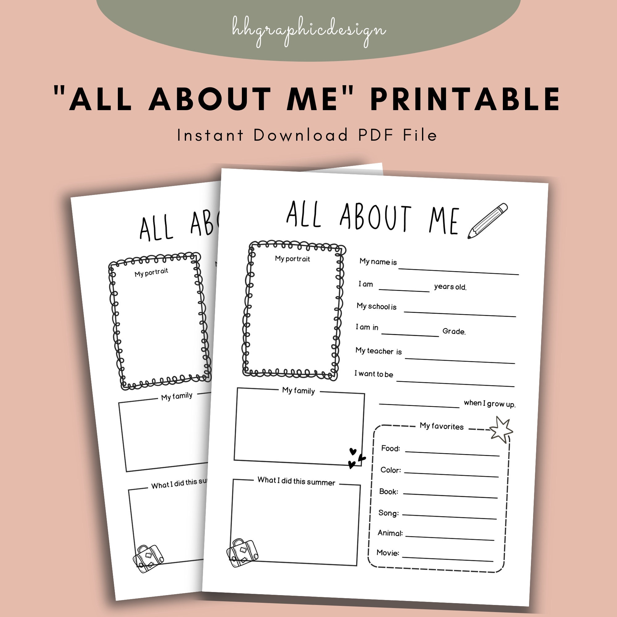 All About Me Printable Back to School Activity Sheet Printable Daycare ...