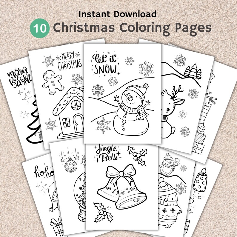 Christmas Coloring Pages Bundle, 10 Holiday Activity Sheets (PDF ...