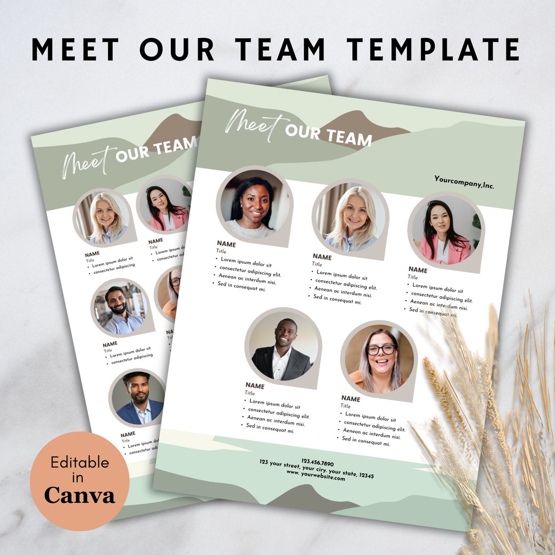 Meet Our Team Flyer Template Canva Modern Team Introduction Editable ...