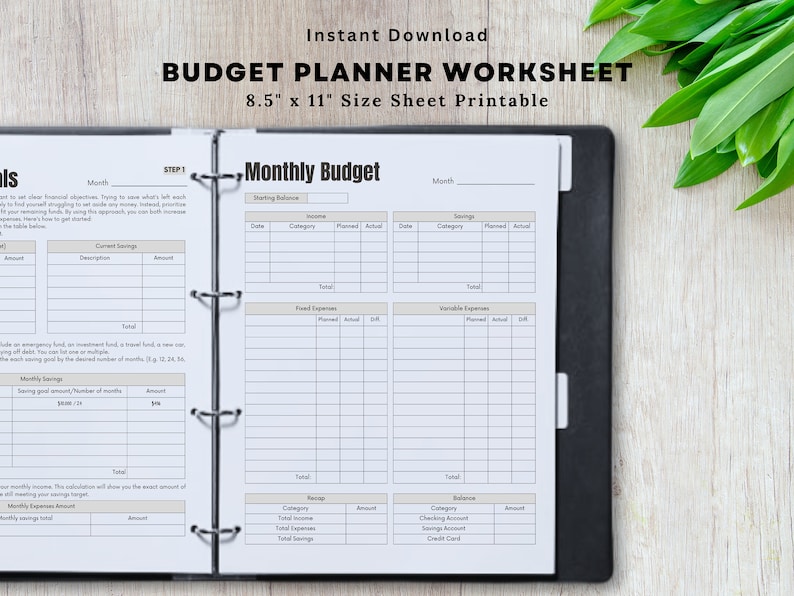 Budget Planner Printable Worksheet Bundle Monthly Budget Expense ...