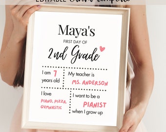 Back to School Sign Template Canva Editable First Day of School Sign ...