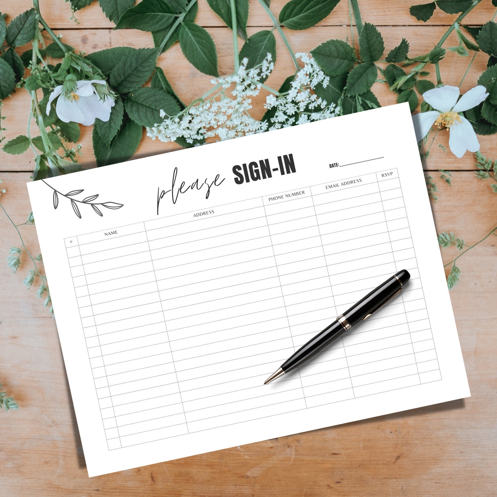 Guest Sign in Sheet Printable Guest Check in Sheet for Wedding - Etsy