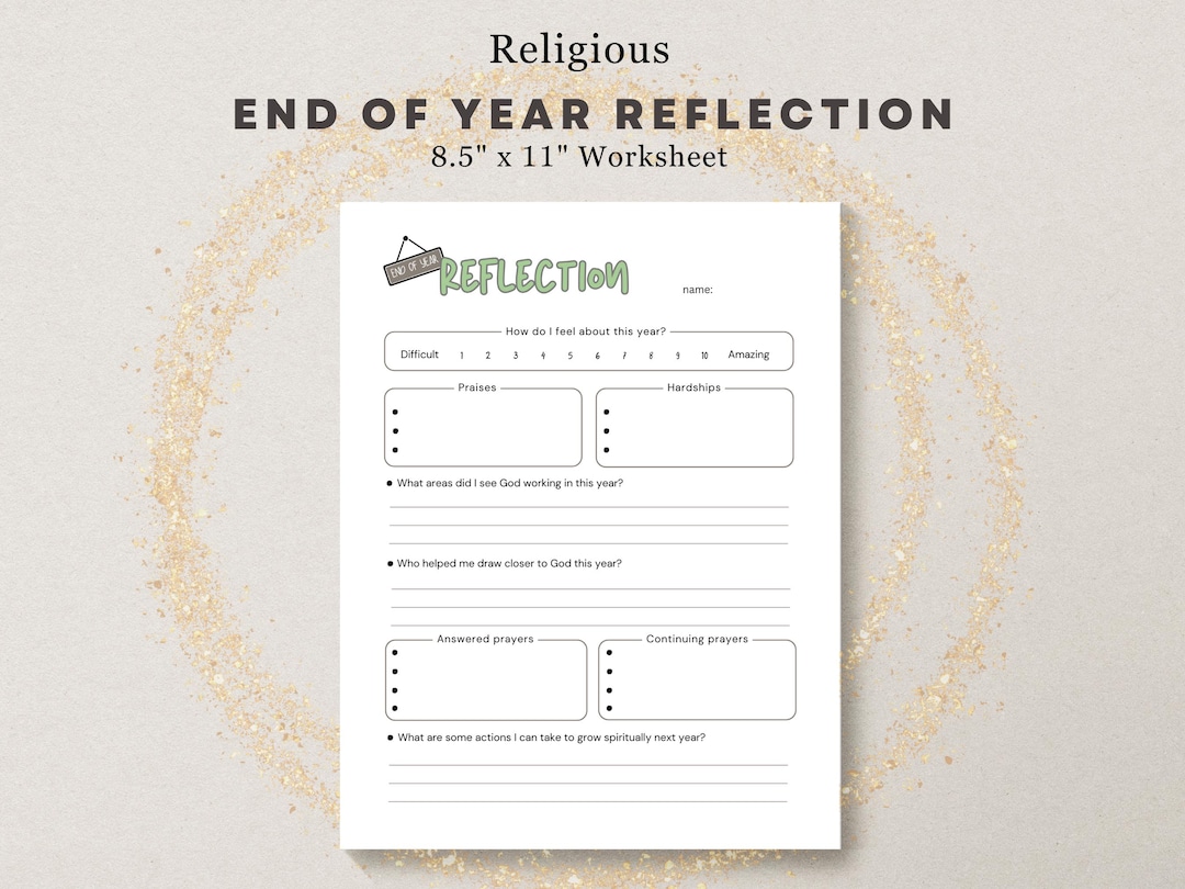 Religious End of Year Reflection Worksheet Printable Christian Year End ...