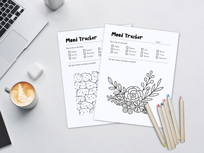 Monthly Mood Tracker Printable: Coloring Worksheet (PDF Download) - Etsy