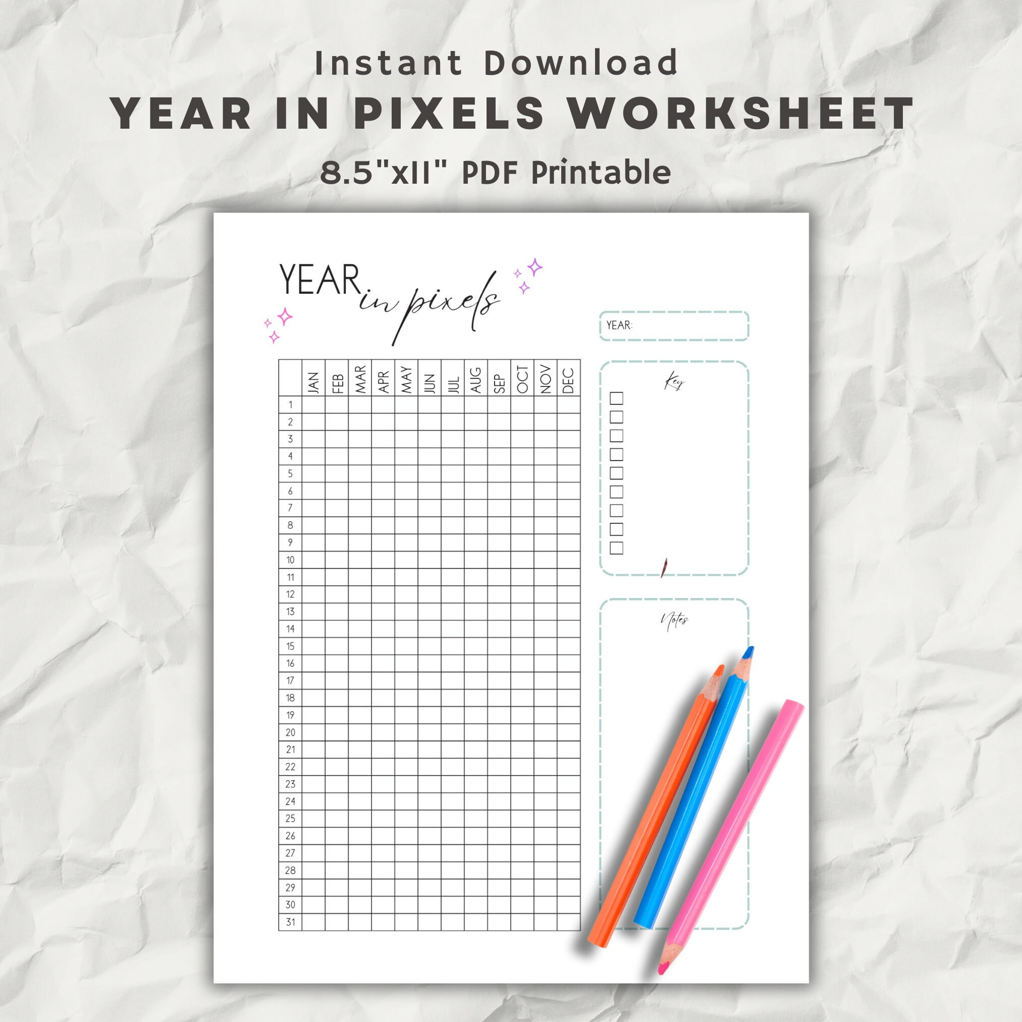Year in Pixels Worksheet Printable Color Your Year Worksheet Fun ...