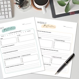 Self Reflection Worksheet Bundle Printable, Daily Weekly Monthly ...