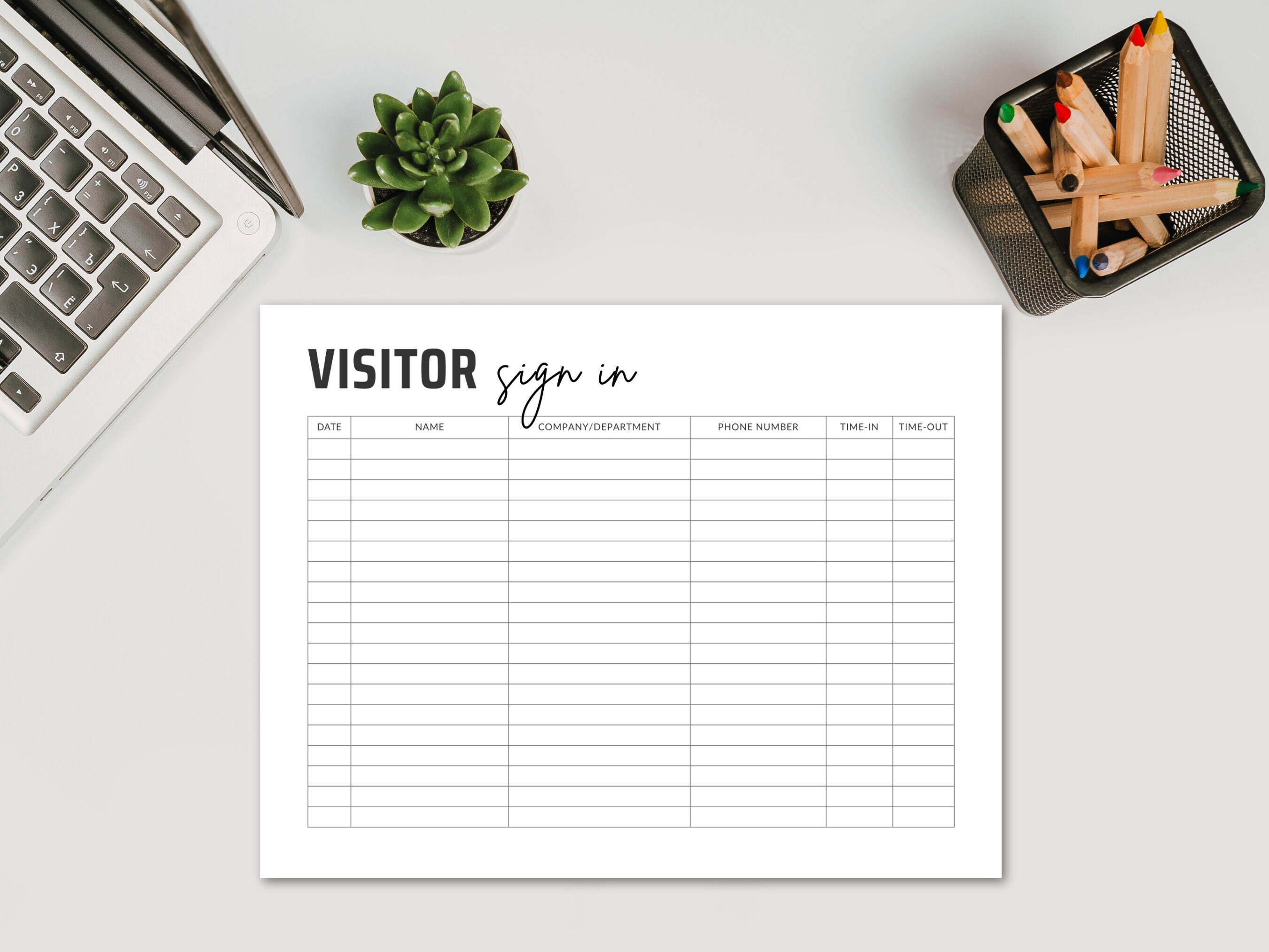 Visitor Sign in Sheet Printable Guest Check in Sheet for Office Shops ...