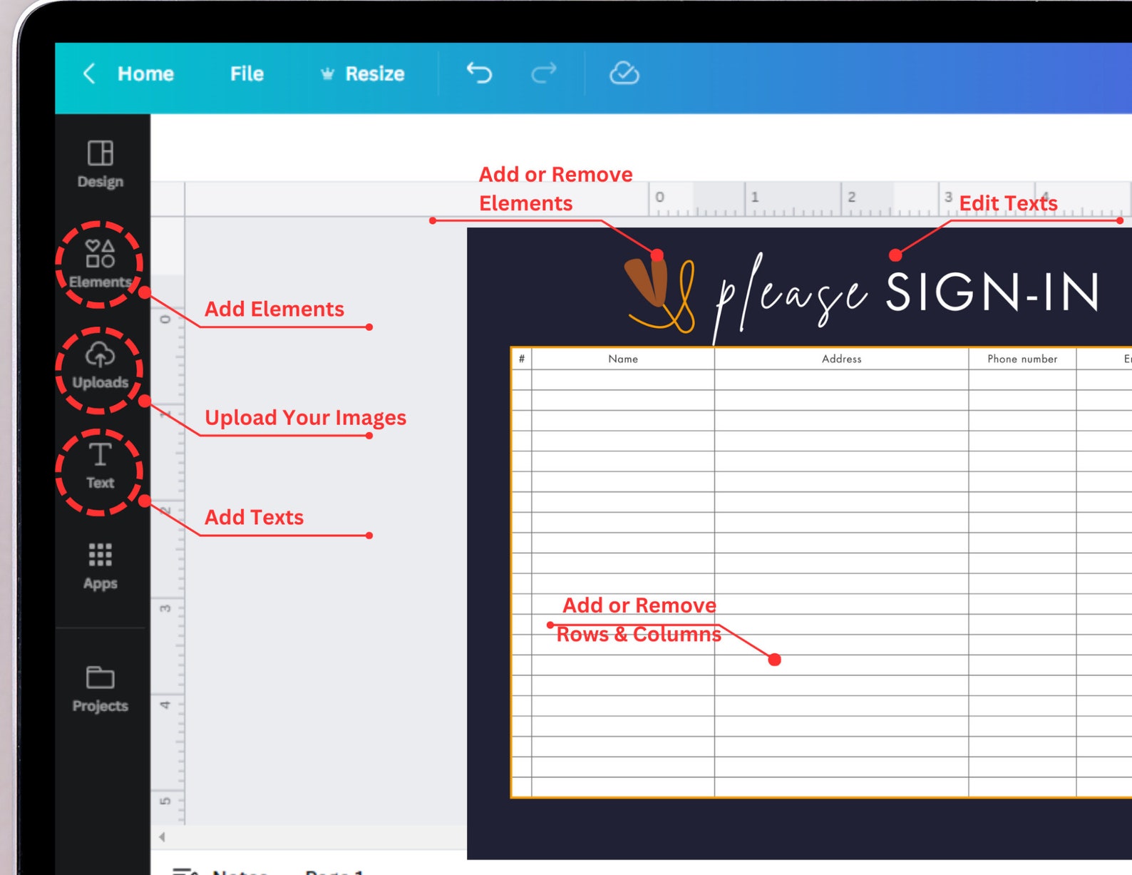 Guest Sign-in Sheet Template Canva Please Sign in Sheet - Etsy