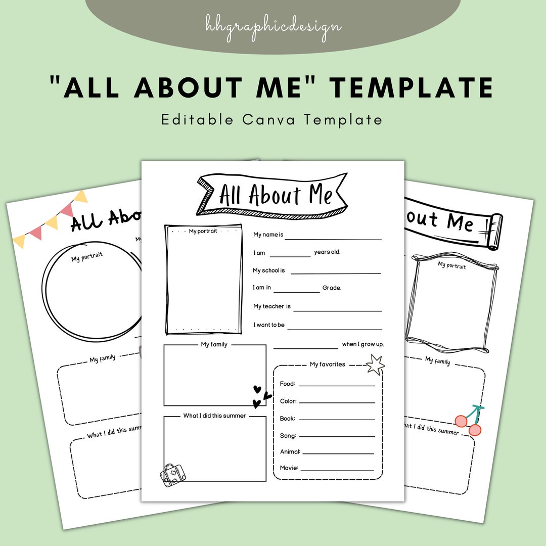 All About Me Template Bundle Back to School Activity Sheet Template ...