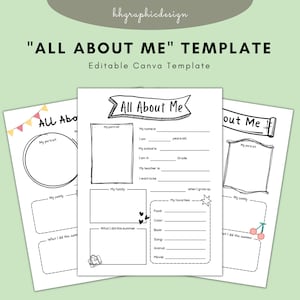 All About Me Template Bundle Back to School Activity Sheet Template ...