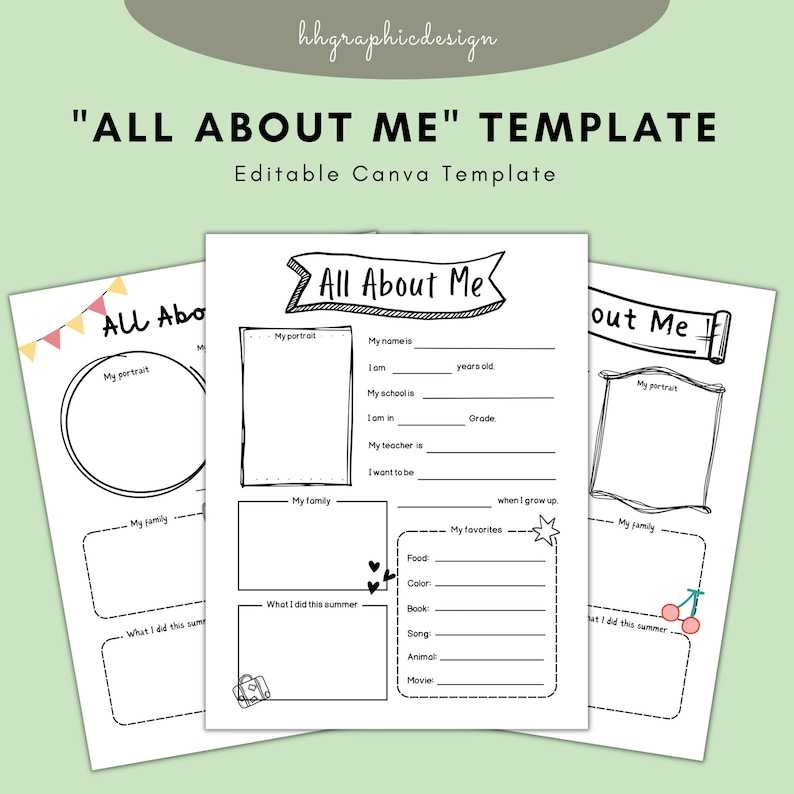 All About Me Template Bundle Back to School Activity Sheet Template ...