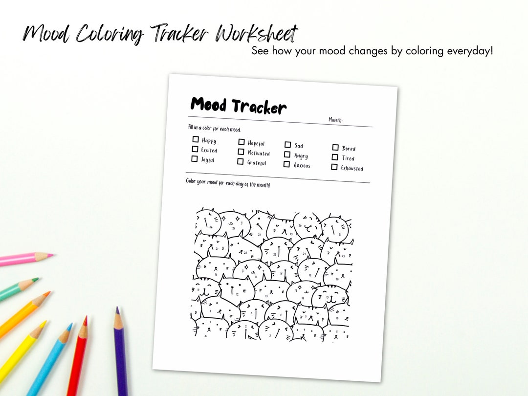 Monthly Mood Tracker Printable Coloring Mood Tracker Worksheet Fun ...
