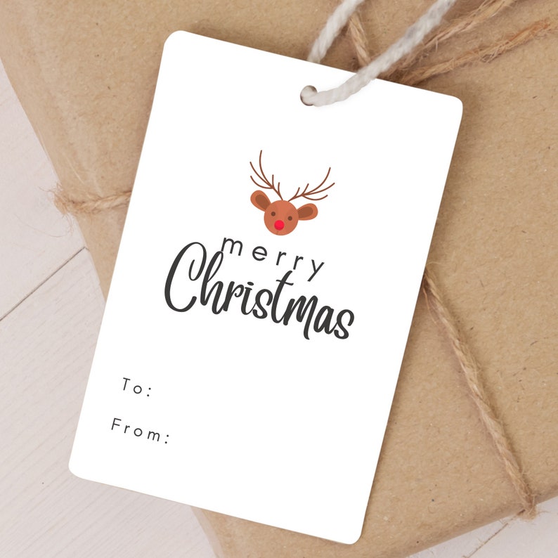 Reindeer Christmas Gift Tag Printable: DIY Holiday Tags (PDF) - Etsy
