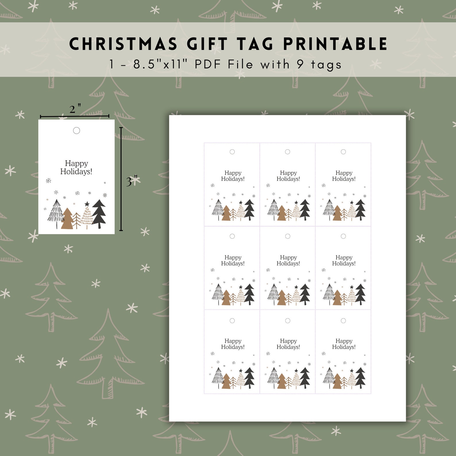 Holiday Gift Tag Printable Instant Download DIY Christmas Goodie Bag ...