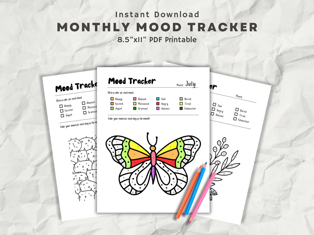 Monthly Mood Tracker Printable Coloring Mood Tracker Worksheet Fun ...