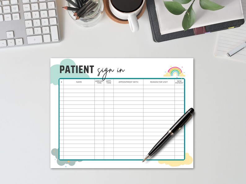 Patient Sign in Sheet Editable Template Canva Template for Pediatric ...