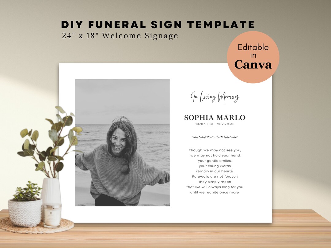 Funeral Welcome Sign Template DIY Funeral Signage Template Editable ...