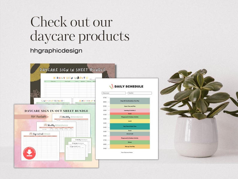 Daycare Sign in and Out Sheet Bundle Daycare Weekly Attendance Sheet ...