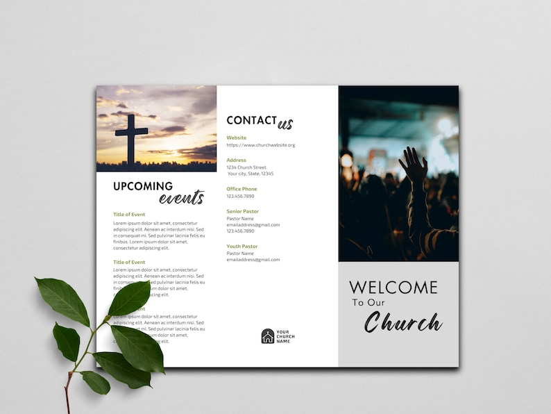 Modern Church Trifold Bulletin Template Canva Editable Church Pamphlet ...