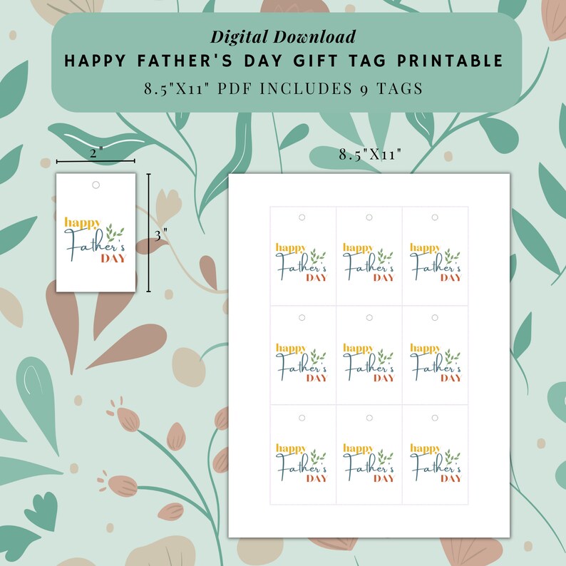 Father's Day Gift Tag Printable Fathers Day Favor Bag Tag Digital ...