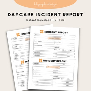 Daycare Incident Report Printable Child Care Accident Report Printable ...